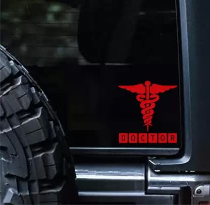 ISEE 360® Doctor Logo Sticker for Car Red Sign Stickers (15 x 14.2 cms ...