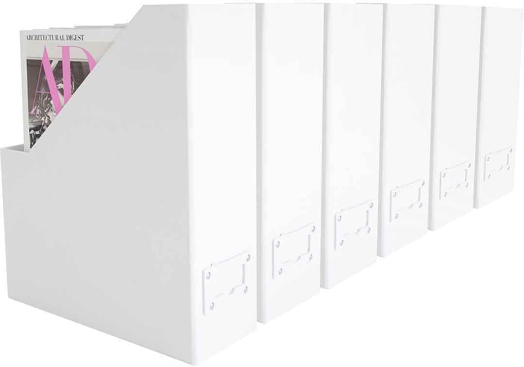 Amazon.com: BLU MONACO Set of 6 Foldable White Magazine File Holder ...