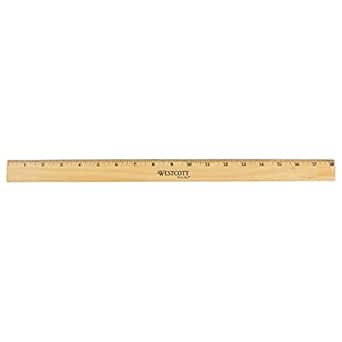 Westcott 05018 Beveled Wooden Ruler with Single Metal Edge, 18 Inch ...