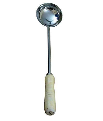Bartan Star Stainless Steel Big Size ladle with Wood Handle : Amazon.in ...