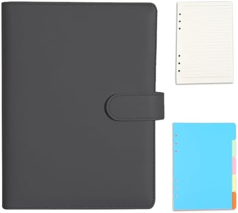 A5 Ring Binder, 6 Ring PU Leather Loose Leaf Notebook Planner Notebook ...