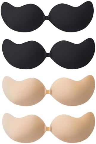 louuuou 4 Pairs Sticky Bra Push up, Stick on Bra Cups, Backless Bras ...