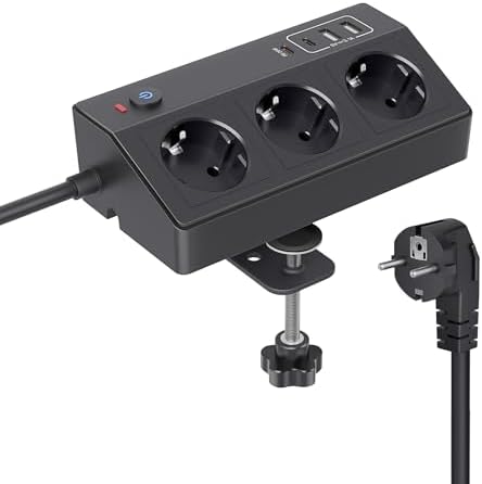 STGAROT Desktop Power Strip with 3 AC Outlets, 4 USB Ports (Including ...