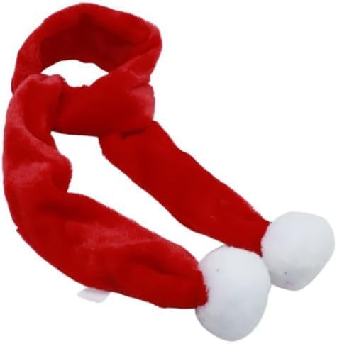 Holiday Red Plush Winter Scarf with White Pom Poms, Christmas Festive ...
