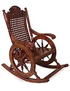 M Z HANDICRAFTS Rocking Chair/Wooden Rocking Chair/Ergonomic Rocking ...