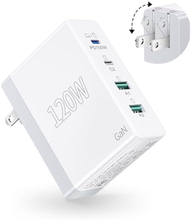 Amazon.com: 120W USB C Charger Block, 4-Port Foldable Fast Charging ...