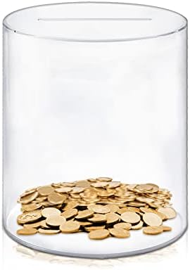 Lotvic Clear Acrylic Money Box, 12x12x12cm Square Clear Piggy Bank ...