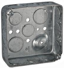 Hubbell-Raco 192 4" Square Box, Drawn, Metallic, 1-1/2" Deep, NM Cable ...