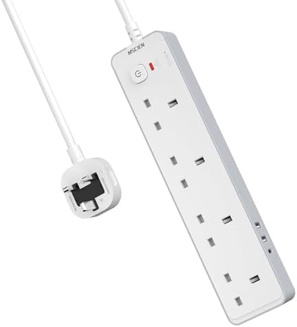 Mscien Multi Scokets Extension Lead Individually Switched 5 Way Surge ...