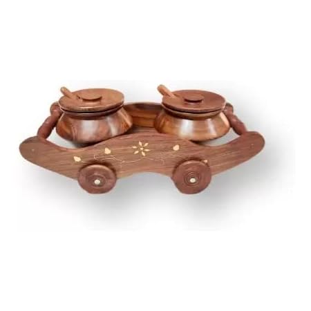 AFIRAA® Wooden Jars Table Top Mukhwas Container Kitchen Spice Condiment ...