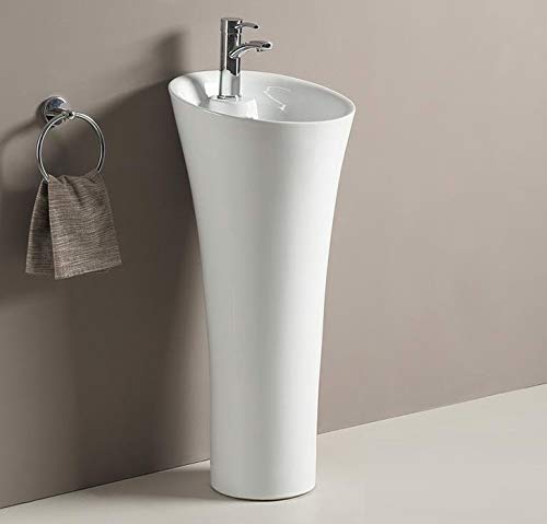 InArt One Piece Ceramic Pedestal Free Standing Round Wash Basin for ...