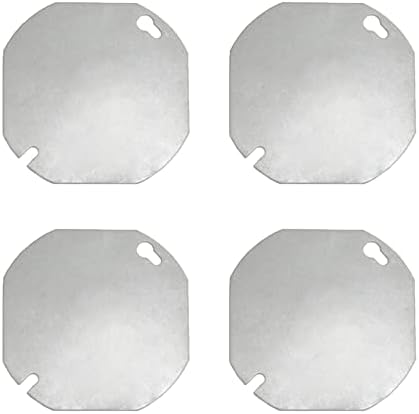 4 Packs Octagon Electrical Box Cover, Galvanized Steel Metal Junction ...