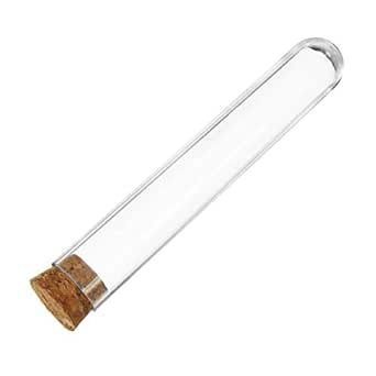 10Pcs 18 x 100mm Plastic Glass Test Tube with Cork Stopper Medical Lab ...