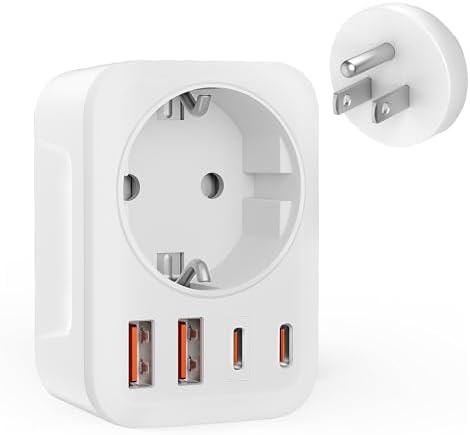 Travel Adaptor USA Adapter USA with 2 USB 2 Type C , with 1 AC, 5-in-1 ...