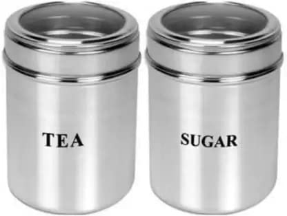 Buy VISAXMI Stainless Steel Tea Sugar Containers Set of 2 With See ...