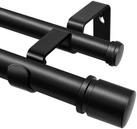 Amazon.com: TONIAL1 Inch Double Curtain Rods for Windows 66 to 120 ...