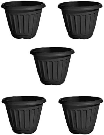 VTL® LARGE 30 CM ROUND PLASTIC PLANTER POTS - SET OF 5 - TALL INDOOR ...
