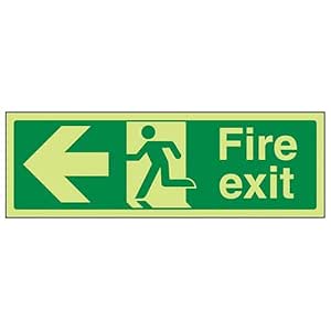 Fire Exit Arrow Left Signage Sticker, Waterproof Sticker | Self ...