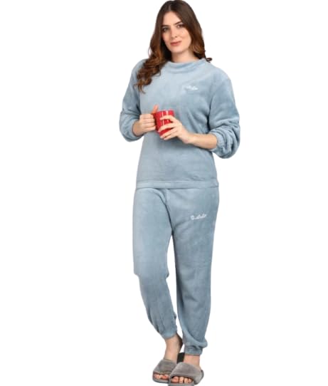Buy ROUNIYAR Winter Women Woolen Plain Velvet Winter Nightwear Suit Top ...