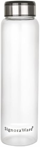 SignoraWare Bamboo Borosilicate Glass Water Bottle with Screw Cap ...
