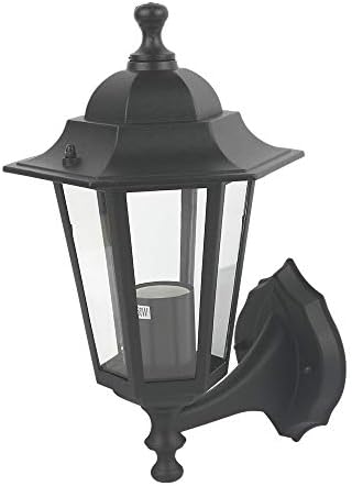 Traditional 6 Sided Garden/Porch Outdoor Coach Wall Lantern IP44 (Black ...