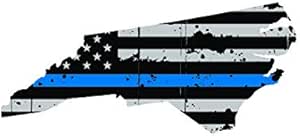 Amazon.com: fagraphix Distressed North Carolina State Shaped Subdued US Flag Thin Blue Line ...