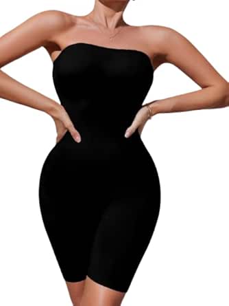 Buy Strapless Body Shaper for Women, Mid Thigh Shapewear Bodysuit ...
