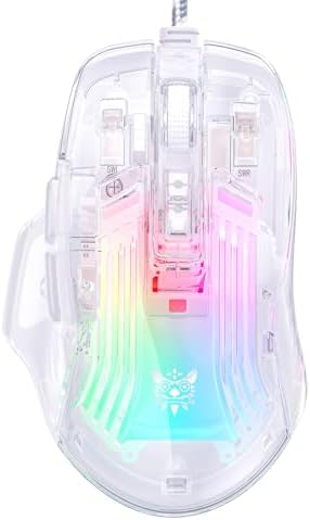 Gaming Mouse with Transparent Crystal Shell, Customizable RGB LED ...