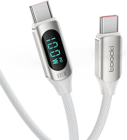 Amazon.co.jp: toocki usb c ケーブル 100W 2M グレー PD/QC対応 タイプcケーブル 急速充電 LEDディスプレイ搭載 type-c ケーブル ナイロン編み ...