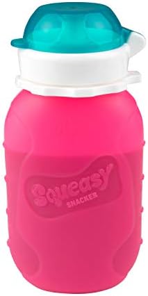 Amazon.com : Pink 6 oz Squeasy Snacker Spill Proof Silicone Reusable ...