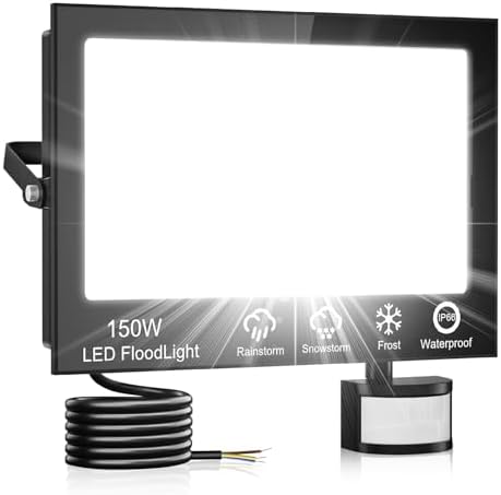 150W Pir Floodlight Outdoor, Motion Sensor Security Light, 6500K LED ...