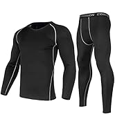 Amazon.com: Workout Set Compression Shirt Pants Top Long Sleeve Sports ...