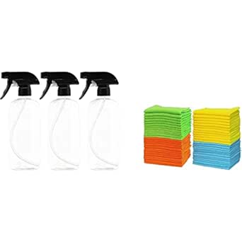 Amazon.com: EPAuto Heavy Duty Chemical Resistant Bottles with Sprayer + Microfiber Cleaning ...