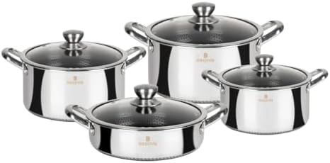 8-Pieces Honey Comb Ultra Non Stick Coating Cookware Set, Pure 18/10 ...