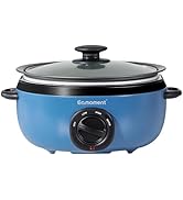 Amazon.com: 3.5 Quart Slow Cooker Blue Uniform Heating,Non Stick Pot ...