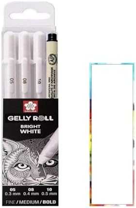 SAKURA Gelly Roll White, Bright White Pens in Case, Mix Size 05/08/10 ...