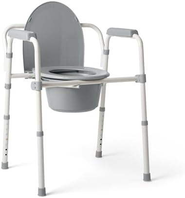 Amazon.com: Medline 3-in-1 Steel Bedside Commode, Standard Seat, Sturdy ...