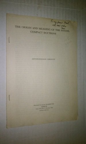 The Origin and Meaning of the Social Compact Doctrine: Amazon.com: Books