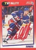 Troy Mallette New York Rangers 1991 Score Autographed Card. This item ...