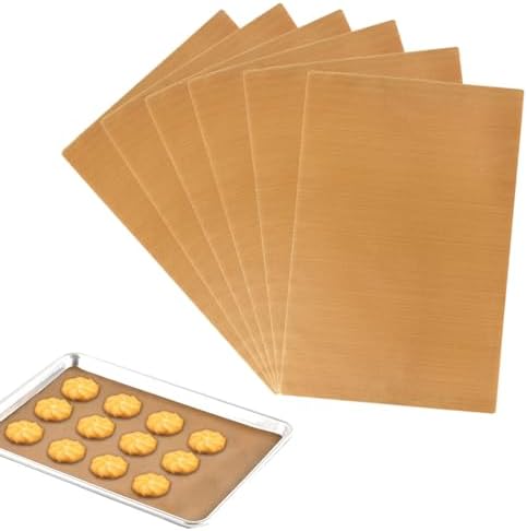 6 Sheets Baking Mats Non Stick Reusable Sheets Washable Teflon Oven ...