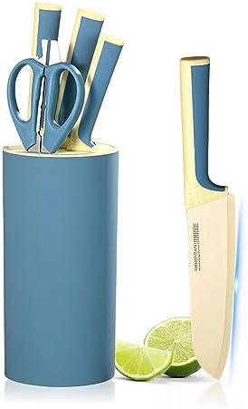 Amazon.com: Knife Set, 6 Pcs Color-Coded Kitchen Knife Set with Block ...