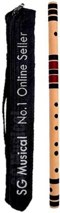 SG MUSICAL Bansuri A Scale Natual Wood Color with Flute Cover, Pack of ...