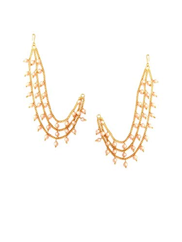 Gold-Toned & White Contemporary Shaped Ear Extension Chain : Amazon.in ...