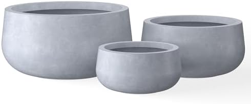 Amazon.com : Kante 13",11",9" Dia Natural Concrete Round Planters (Set ...