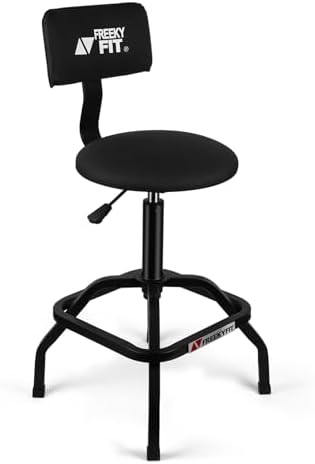 Amazon.com: FreekyFit Shop Stool with Backrest, Mechanic Garage Stool ...