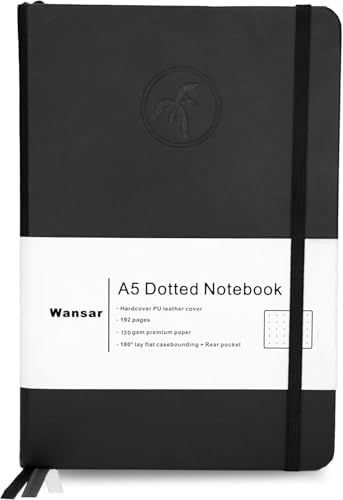WANSAR Dotted Notebook A5 - Elegant Hardcover -120 GSM Ink Proof Paper with 192 Pages - A5 ...