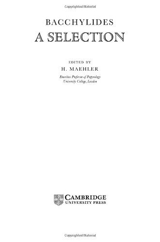 Bacchylides: A Selection (Cambridge Greek and Latin Classics) eBook ...