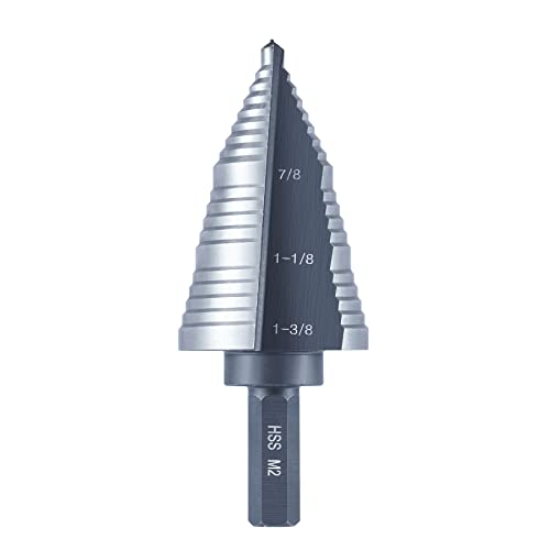 M2 HSS Step Drill Bit for Steel Sheet, 7/8", 1-1/8", 1-3/8" Cone Drill ...