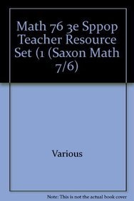 Math 76 3e Sppop Teacher Resource Set (1 (Saxon Math 7/6): Various ...