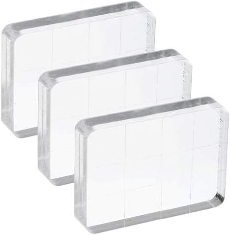 Patikil Acrylic Stamp Blocks, 3 Pack Rectangular Shape with Grid Lines ...